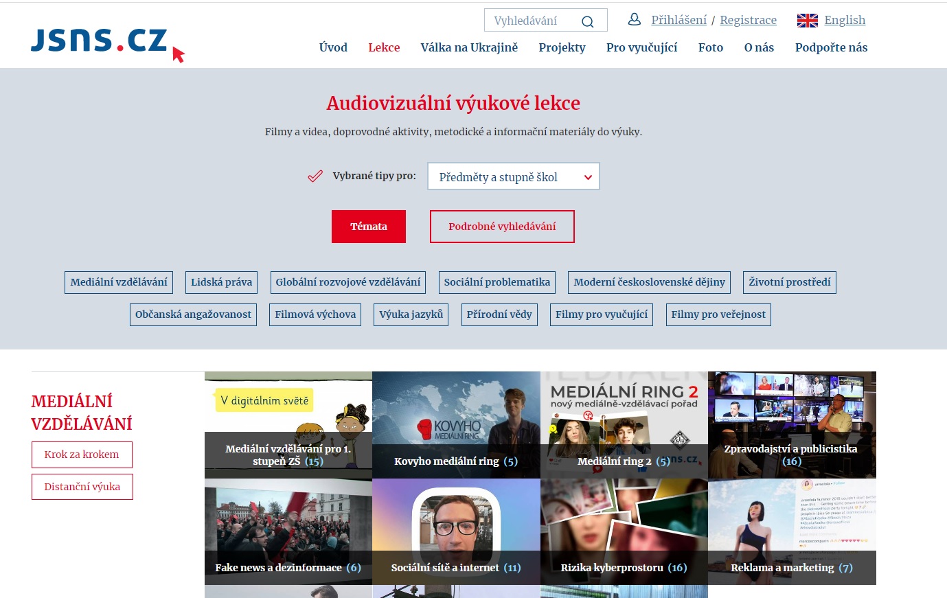 Audiovizuální výukové lekce (JSNS.CZ) - Zavretá škola - ako učiť doma